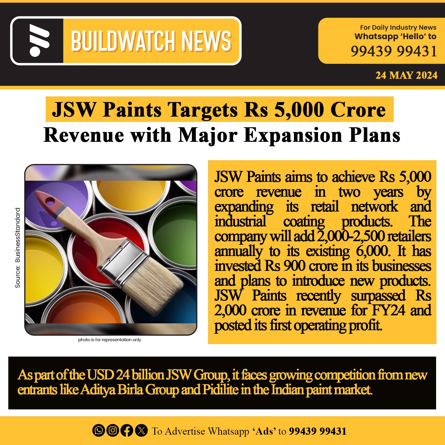 JSW PAINTS - BuildWatch News