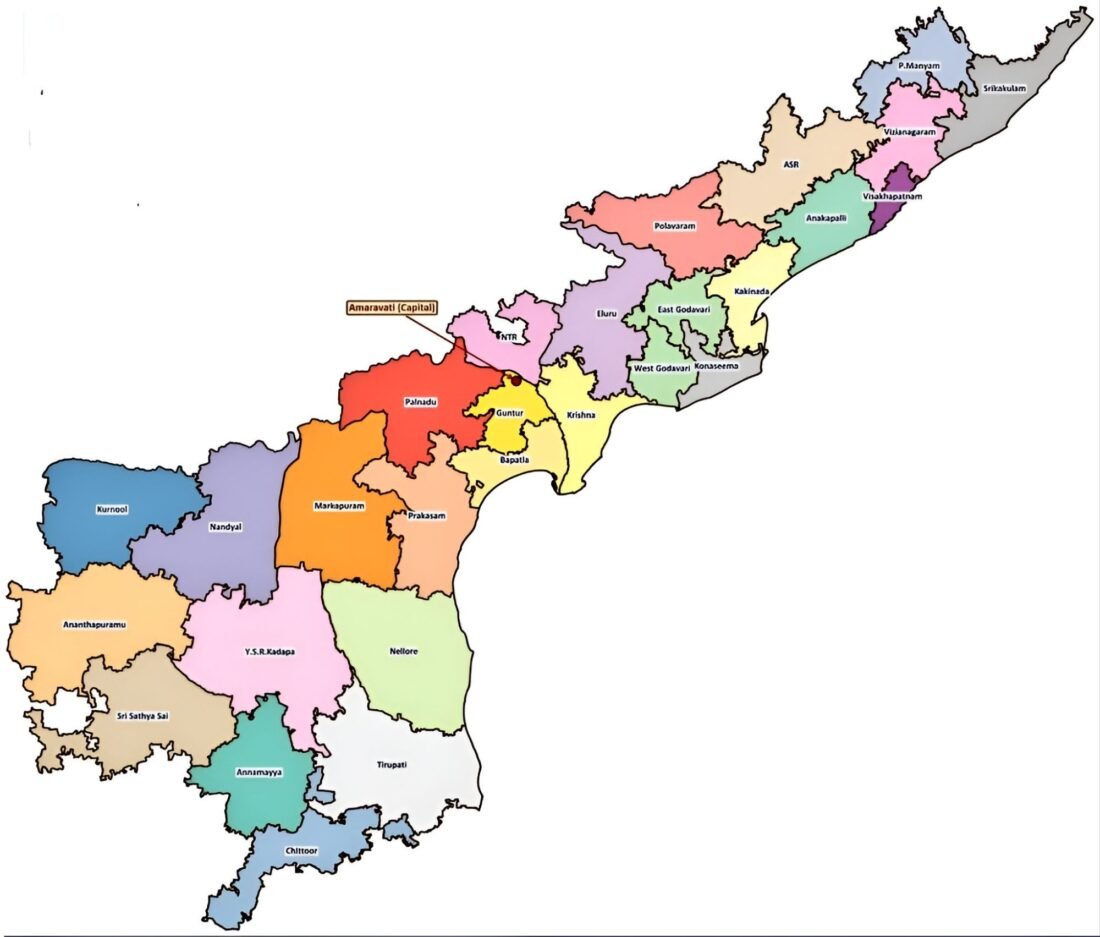 Andhra Pradesh Releases New State Map With 28 Districts, Amaravati ...